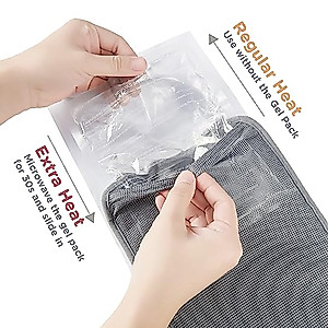 Codi Portable Heating Pad, USB Powered Cordless Heat Pads for Car Travel, Wireless Electric Wrap for Back Shoulder Arm, Gel Pack Included Cold/Hot Use, 14 X 8", Grey