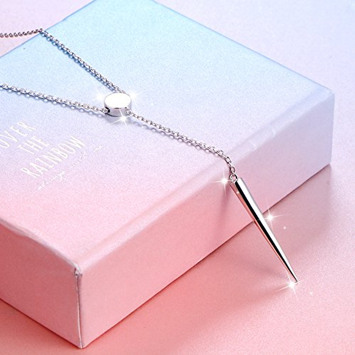 S925 Sterling Silver Multilayer Layered Connected Long Y Triple Pendant Necklace for Women