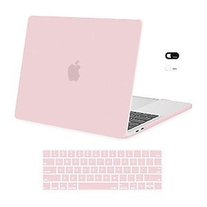 MOSISO Compatible with MacBook Pro 13 inch Case 2023, 2022, 2021-2016 M2 M1 A2338 A2251 A2289 A2159 A1989 A1708 A1706, Plastic Hard Shell Case & Keyboard Cover Skin & Webcam Cover, Rose Quartz
