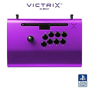 Victrix Pro FS ESports Playstation Fight Stick for PS4, PS5, PC, Durable Aluminum, Sanwa Denshi Buttons, Ergonomic Wrist Slope, Detachable Joystick, Tournament Grade for Fighting Games (Purple)