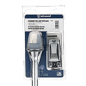 Attwood 7100A7 Stowaway Light with Plug-in Base, 24-Inch-Long Pole, 2-Mile 360-Degree Illumination for Boats Up to 65.6 Feet