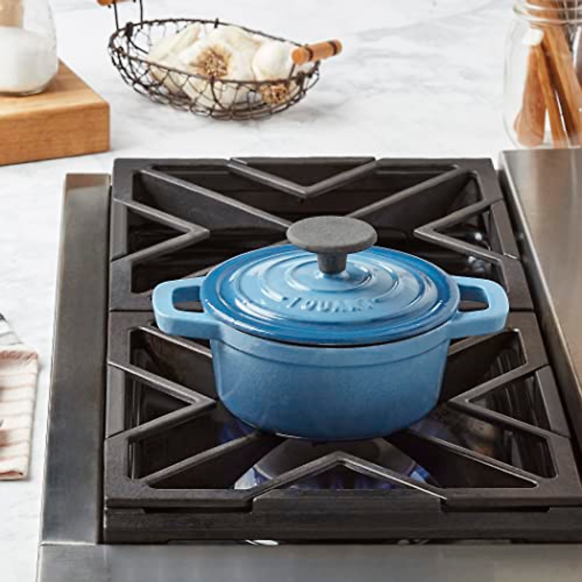 Smith & Clark 1-Quart Enameled Cast Iron Dutch Oven Pot with Lid, Blue