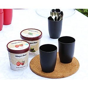 Coza- Unbreakable, Durable and Reusable Cozy Cups- for Water, Cold Drinks and Hot Drinks- BPA FRee- Set of 6 (9.3 oz each) (Set of 6, Black)