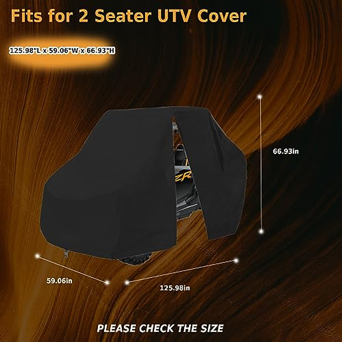 YONQIFON 2 Seater UTV Cover with Zipper UTV Covers Waterproof Outdoor Heavy Duty All Weather Easy Install Compatible With Polaris Ranger Yamaha Wolverine Can-Am Honda Kawasaki Teryx CFMOTO Zforce
