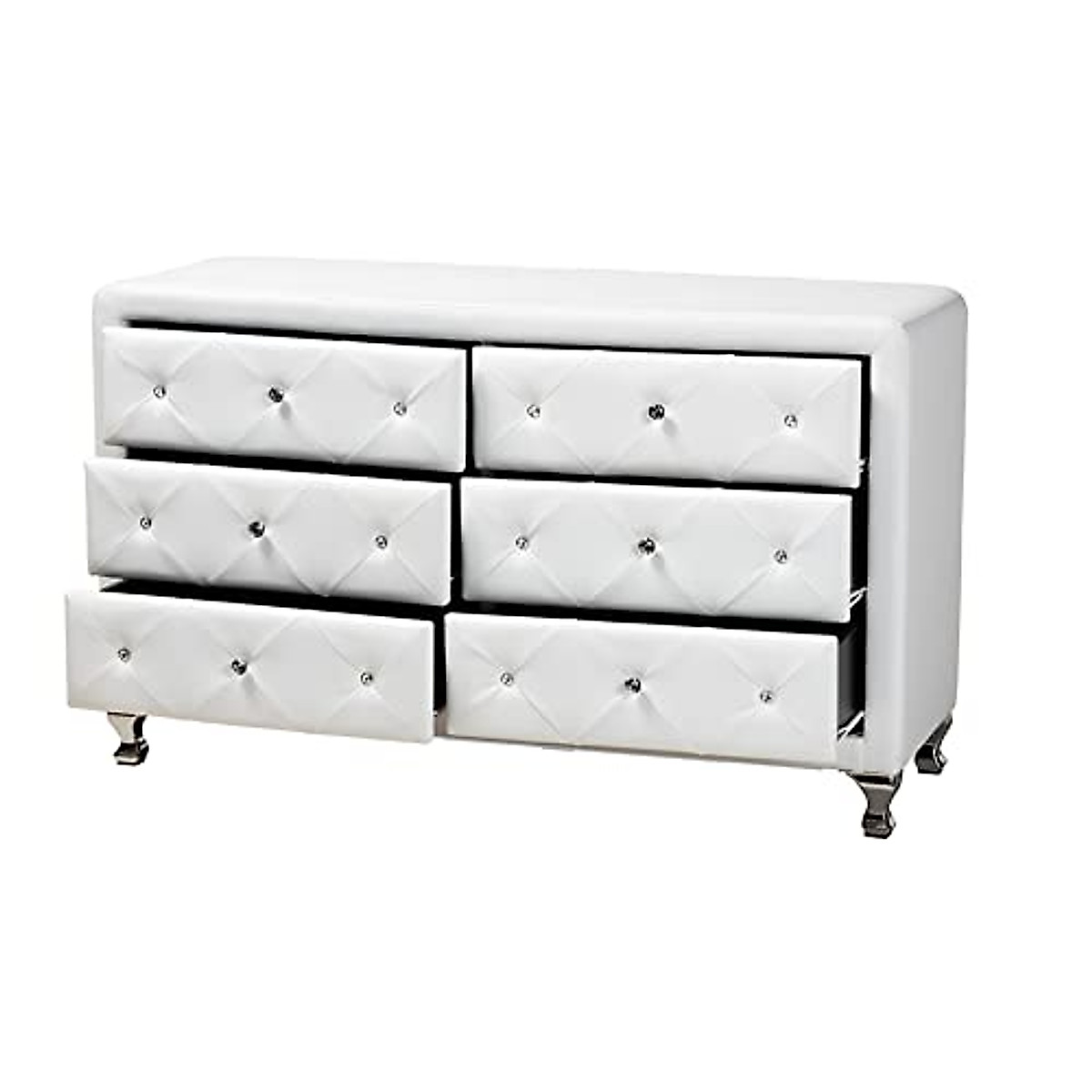 Baxton Studio BBT2030-Dresser-White Storage-chests, 21.6" x 51.75" x 18", White