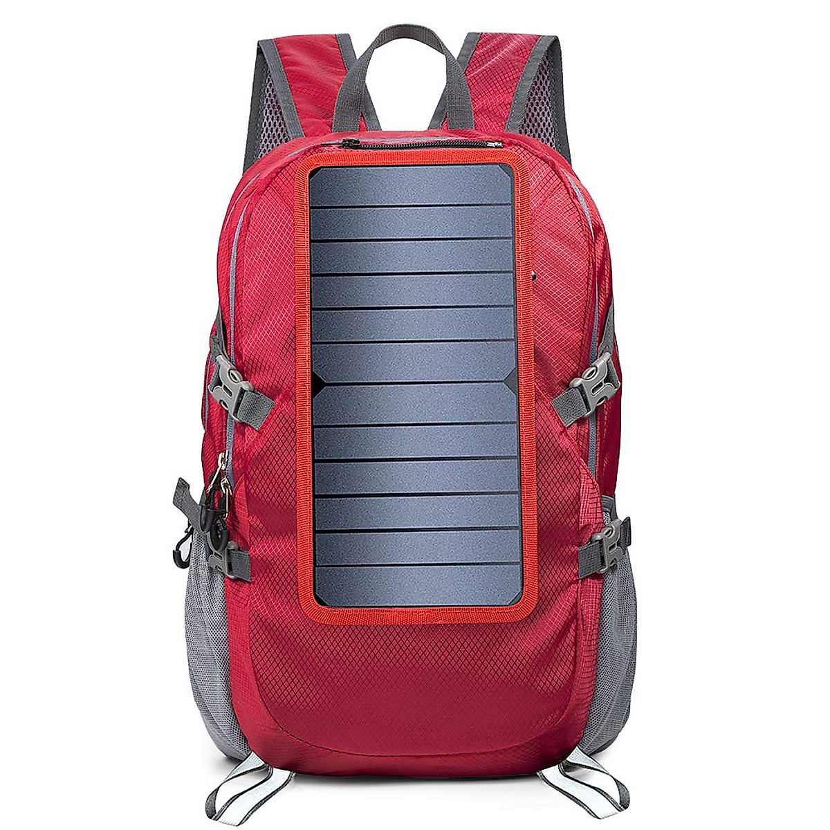 ECEEN Hiking Backpack Travel Daypack Packable with 7Watts Solar Panel Charger for Phone Power Bank Outdoor Emergency
