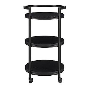 Graham 21'' Wide Round Bar Cart in Black Grain