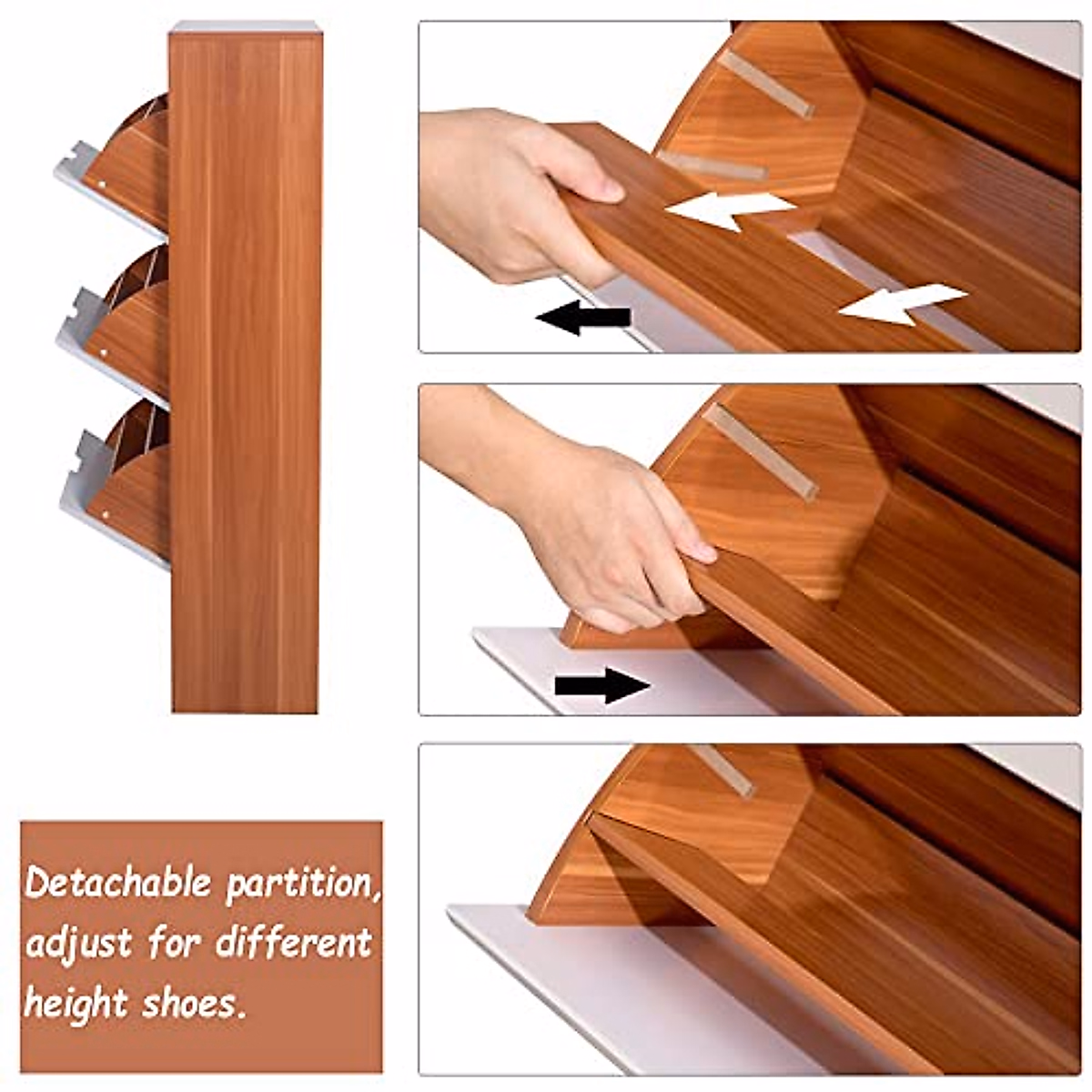 RELAHOGAR Shoe Rack Organizer,3 Tier Flip Drawers Shoe Storage Cabinet,Wooden Free Standing Shoe Racks for Entryway,Closet,Bedroom