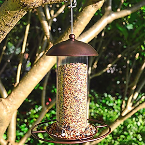 Yardia 2 Pack Metal Wide Bird Feeders - Hanging Outdoor Bird Feeder with 1.6lbs Capacity, Strong Wire Lanyard for Garden Yard Decoration