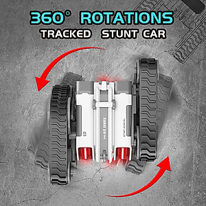 HScopter Remote Control Car, RC Cars with Tracked Double-Sided RC Crawler Driving 360° Rotating Lights RC Stunt Car Toy Gifts Presents for Xmas Birthday Chirstams Party Boys/Girls Ages 6+