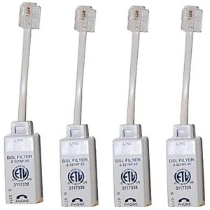 ScreenBeam Universally Compatible Inline DSL Phone Filters - 4 Pack (FLTR4DSL02), White