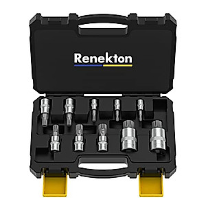 Renekton Triple Square Spline Bit Socket Set XZN,Tamper Proof,1/2" 3/8" 1/4" Drive,M4 - M18,S2 Steel,10 Pieces