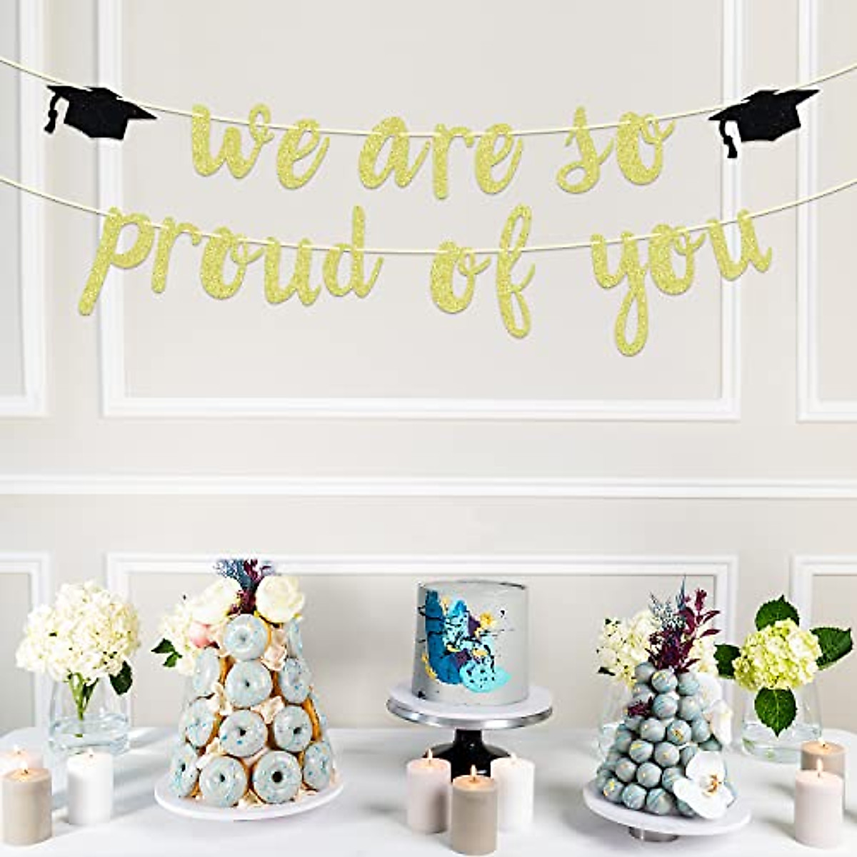 Gold Glitter We Are So Proud of You Banner, Class of 2023/Congrats 2023 Grad/We Will Miss You, 2023 Graduation Party Decorations