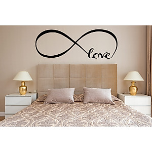 Wall Stickers Bedroom Decor Infinity Symbol Word Love Vinyl Art Decal (7'' X 22'', Black)