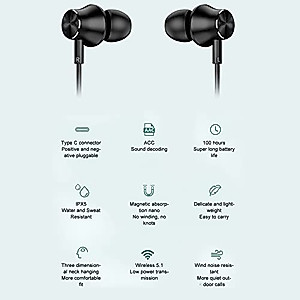 Yunseity Bluetooth Neckband Headphones, Wireless Stereo Noise Cancelling Earphones with 100 Hours Battery Life, Magnetic Lightweight Sports Headset Voice Assistant, for Running Workout