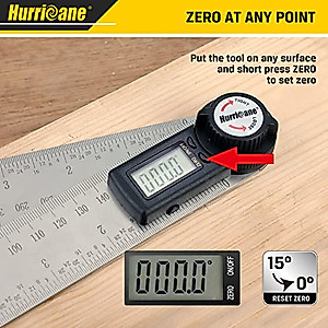 HURRICANE Digital Angle Finder Protractor, 2 In 1 Digital Level and Angle Gauge, 7 Inch / 200mm Stainless Steel Measuring Ruler with Large LCD Display for Woodworking, Crown Molding and Daily Use