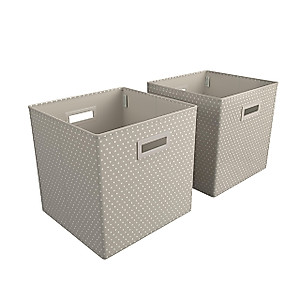 Martha Stewart Essential Collapsible Decorative Home Storage Cube Organization, Set of 2 Craft Cubes, Cottage Dot