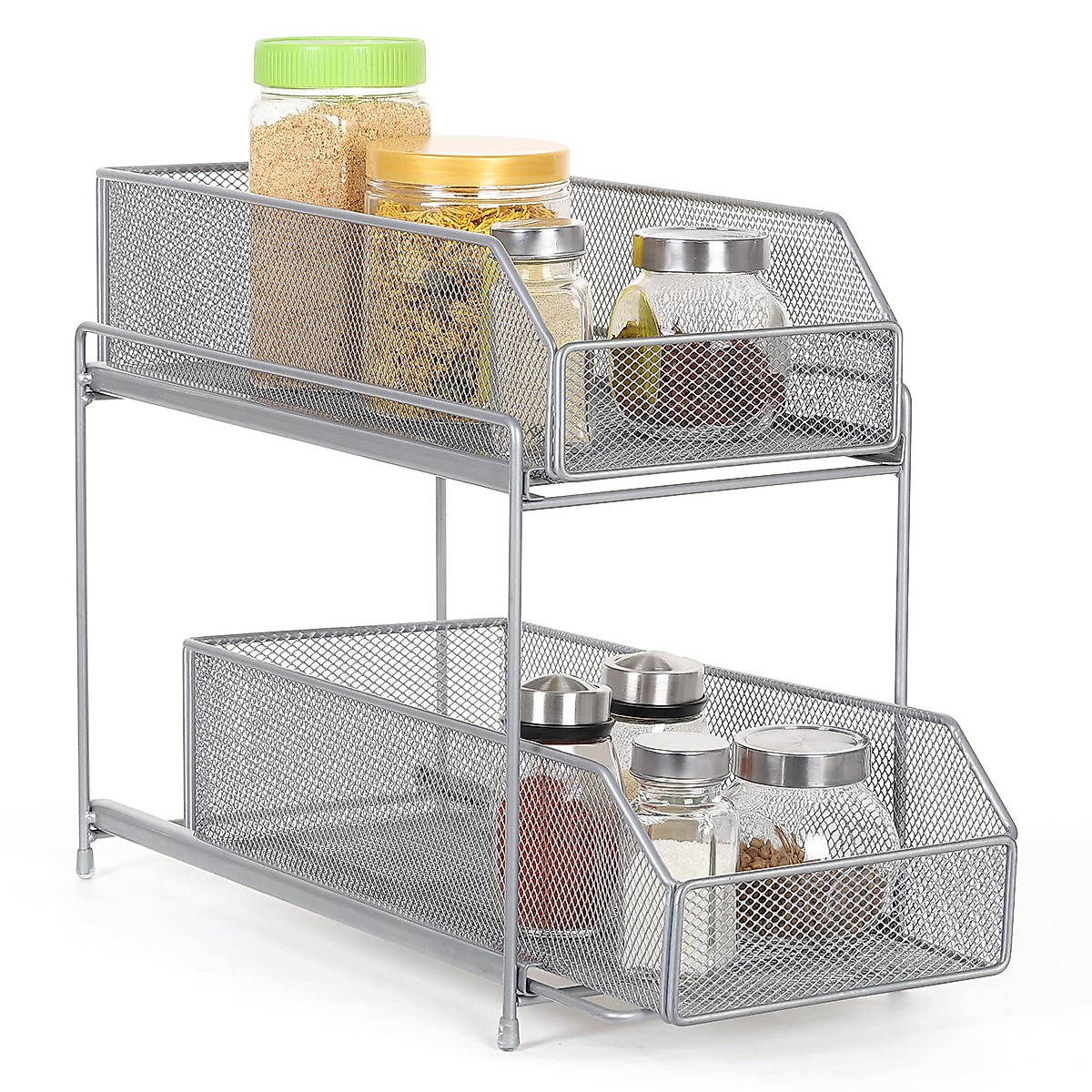 MOOACE 2 Tier Under Sink Organizer, Bathroom Kitchen Countertop Under Sink Cabinet Organizer with Sliding Storage Drawer