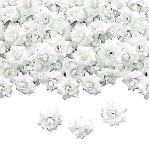 120 pcs Artificial Silk Roses Head Fake Rose Flower Head DIY Roses Heads for Valentine's Day Wedding Centerpieces Mother's Day Flower Wall DIY Crafts Bouquet Home Floral Decoration - White