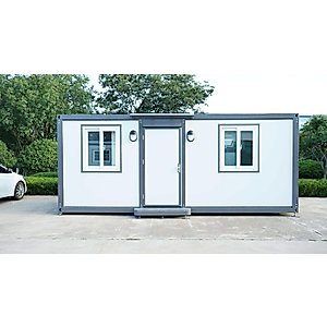 Generic Portable Prefabrecated Tiny House, Expandable Plastic Mobile House, 20X7 ft Prefab House, Foldable Moveable House, 1Bedroom with SofaBed, Cupboard, Kitchen, Ideal for Office, Shed, White