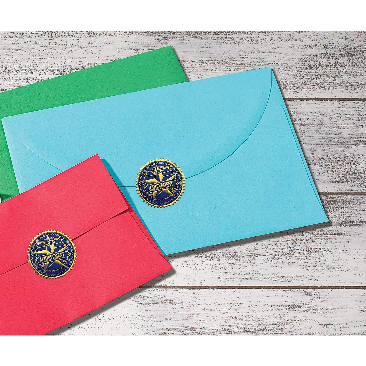 PaperDirect Deluxe Embossed Excellence Gold and Blue Foil Certificate Seals, 2 Inch, Self Adhesive, 100 Count, Embossed Seals for Certificates, Achievement Award Stickers for School, Work, Diploma