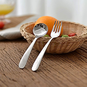 WEKTUNAA Stainless Steel Child Toddler Flatware Set, Kids Fork Knife Spoon, Mirror Polished, Steel Utensils for Toddler and Child