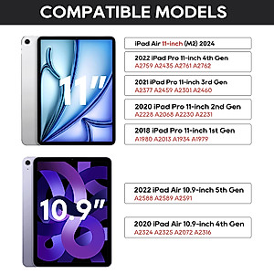 Swivel Keyboard Case for Apple iPad Air 11-inch M2 2024, iPad Pro 11 inch 4th 3rd 2nd 1st,iPad Air 5th 4th Generation 10.9-inch, Trackpad, RGB Backlit, Pencil Holder, Space Gray