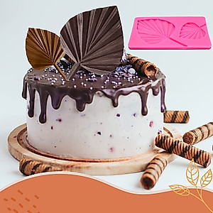 Fan Leaf Silicone Mold, 3D Pearl Fondant Mold and Palm Leaf Cake Mold for Cake Decorating, Semi Sphere 3D Chocolate Molds Leaf Shape Fondant Molds for Cookies Sugar Pudding Candies Dessert Decor