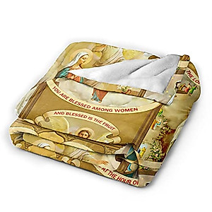 Virgin Mary Throw Blanket Christian Bible Verse Prayer Healing Blanket Catholic Gifts for Women Man Adults Inspirational Faith Scripture Prayer Religious Blanket Soft Cozy Fleece Decor 40''X50''