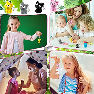 4 Pieces Nurse Animal Flashlight Keychain Cat Flashlight Keychain Pediatric Nurse LED Cute Kitty Plastic Gray Black Yellow Pink Cat Flashlight Keychain for Nurses Badge Reel