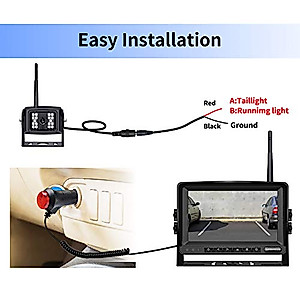 ZEROXCLUB Digital Wireless Backup Camera for RV/Truck/Trailer/Van/Bus, 7 Inch HD 1080P LCD Monitor and IP69 Waterproof Rear View Camera System,HDCVI Signal,Night Vision,Record(HW01-black)