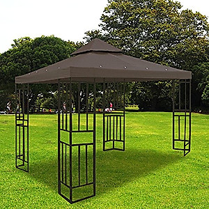 Yescom 12'x12' Gazebo Top Replacement for 2 Tier Outdoor Canopy Cover Patio Garden Yard Coffee Liqueur Y00512T10