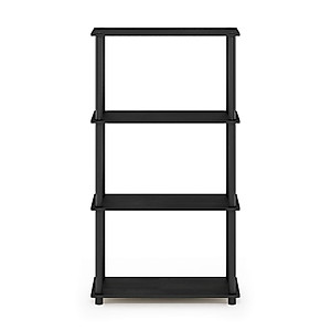 Furinno Turn-N-Tube 4-Tier Multipurpose Shelf Display Rack, Round Tubes, Americano/Black