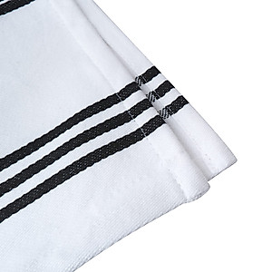 Black White Set of 4 Kitchen Dish Towels 20X30 Inch Extra Large Size Highly Absorbent 100% Cotton Hand Towel with Mitered Corners Modern Stripes For Bar & Tea And Household Use With Hanging Loop