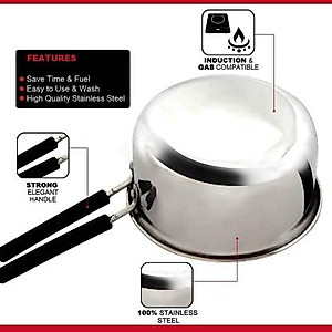 Kansara Stainless Steel Saucepan, Multipurpose Sauce Pot with Silicone Handle, Sanwich bottom Sauce Pan ( Silver ) (1.26 Quart)