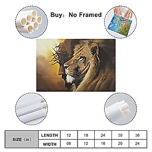 AIDEMEI Canvas Wall Art Abstract Decor The Lion Of Judah Jesus Christ for Living Room Artwork Contemporary Pictures Modern Landscape Office Decoration Unframe-style 20x30inch(50x75cm)