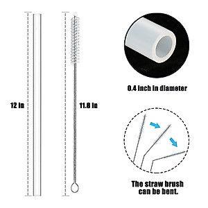 Greant 8 PCS Silicone Straws compatible with Stanley 40oz Tumbler, Soft Straws compatible with Stanley Cup Straw, 12 inch straws compatible with Stanley Straw, come with 2 Brush (Silicone, 12 inch)