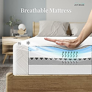 JOYRIDE SLEEP Memory Foam Mattress,12 Inch,Infused Bamboo Charcoal,Cooling Gel Infused, Medium Firm,Pressure Relief,Bed in a Box (Twin Size)