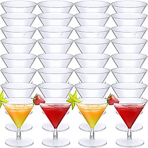 100 Packs Clear Plastic Martini Glasses 2oz Disposable Cocktail Glasses Mini Dessert Cups Shooter Shot Glasses for Parties Wedding Events, Cocktails Parties