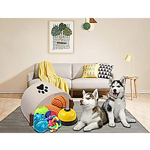 Morezi Dog toy bin pet cat toy box baskets in large suff storage - Perfect for collect toys, grooming stuff, closthing, diapers for Living Room, Playroom, Closet, Home - Beige
