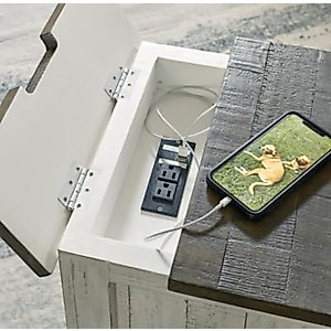 Signature Design by Ashley Havalance French Country Chair Side End Table, White & Gray