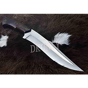 DKONLY-BLADES USA: 15" Custom Handmade D2 Steel Full Tang Hunting Almogovar Camp Knife with Rose Wood Handle & Leather Sheath (AM76)