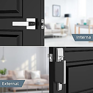 Zciuyo Front Door Handle, Door Lever Entrance Lock Single Cylinder Lower Half Adjustable Handlesets for Both Left Right Door Exterior Solid Satin Nickel