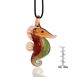 BESHEEK Handmade Murano Inspired Blown Seahorse Necklace Glass Pendant Hypoallergenic Jewelry Italian Style Glass Jewelry