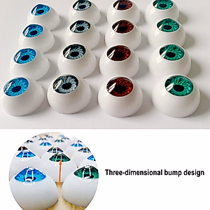 Jashem 8 Pairs of 4 Colors 22mm Half Round Realistic Acrylic Eyes for Halloween Props, Masks, Dolls or Bears Craft Plastic Eyeballs (22mm)