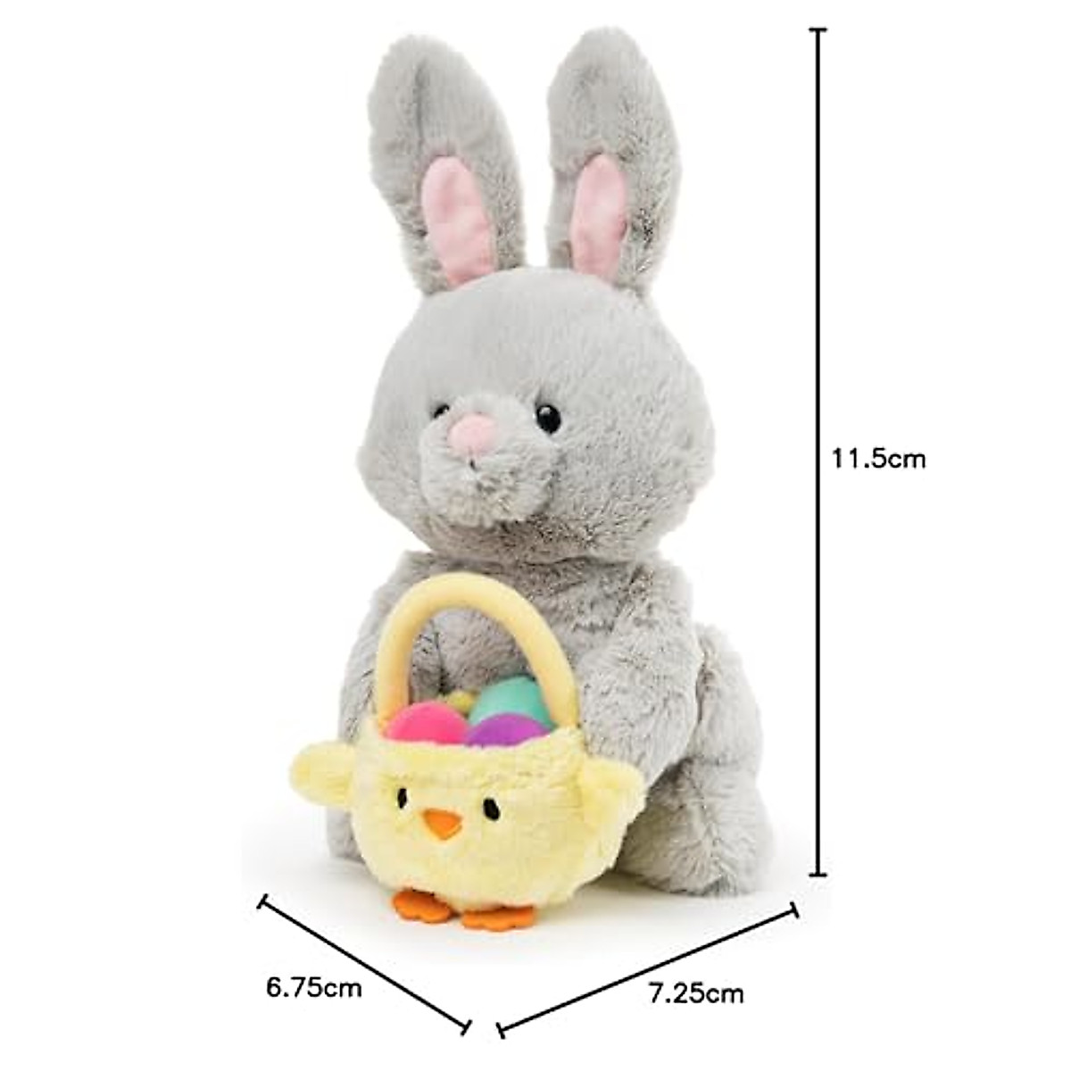 GUND Amazon Exclusive Easter Bunny with Basket and Easter Eggs, Easter Decorations, Bunny Stuffed Animal for Ages 1 and Up, Gray, 10"