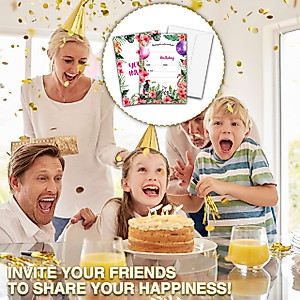 Tropical Luau Birthday Party Invitations, Hawaiian Summer Birthday Invitation, Kids Aloha Birthday Party Decorations, 20 Cards With 20 Envelopes(C02)