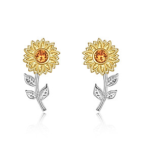 ONEFINITY Sunflower Earrings Sterling Silver Sunflower Stud Earrings for Women