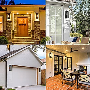 2-Pack Outdoor Wall Lanterns, Exterior Waterproof Wall Sconce with Glass Shades, Matte Black Porch Lights Wall Mounted, Anti-Rust E26 Modern Wall Lighting Fixtures for Patio Garage Entryway Front Door