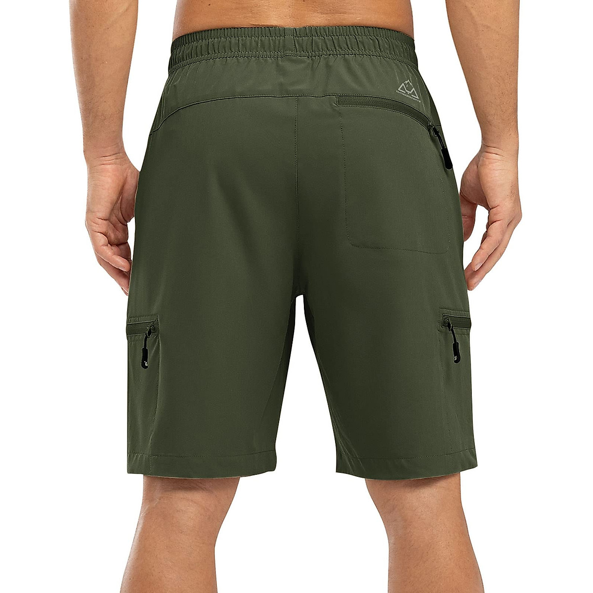 Rdruko Men's Outdoor Hiking Shorts Water Resistant Stretch Cargo Shorts for Men Camping Athletic Shorts with Pockets,Army green,L